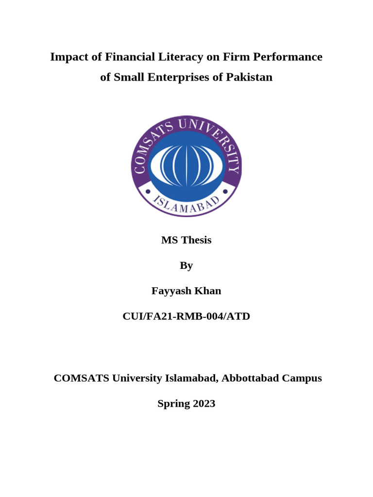 Thesis First Draft - Fayyash V2-19!6!23 | PDF | Financial Literacy | Entrepreneurship