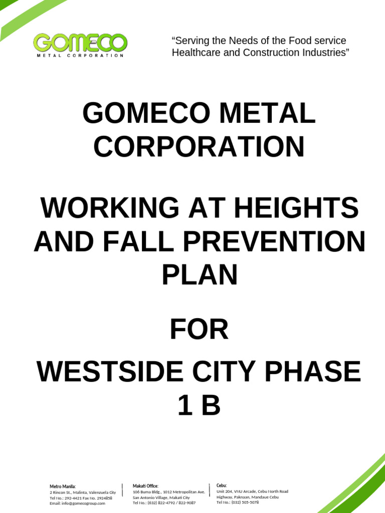 Fall Prevention Plan for Heights Safety | PDF | Scaffolding | Stairs