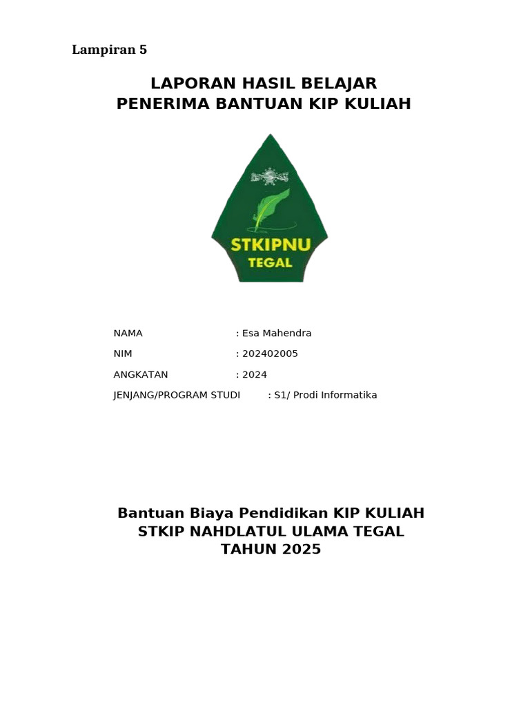 Lampiran 5 - Format Lap Hasil Belajar Stkipnu | PDF