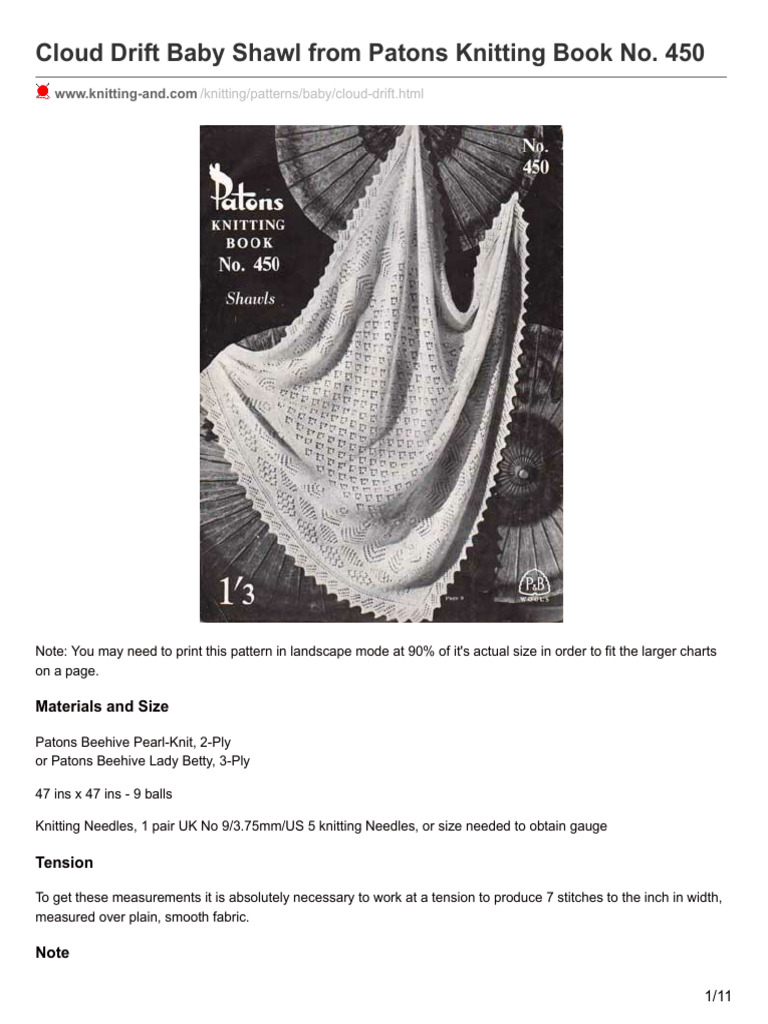 Patons Cloud Drift Baby Shawl Pattern | PDF | Knitting | Knitting Needle