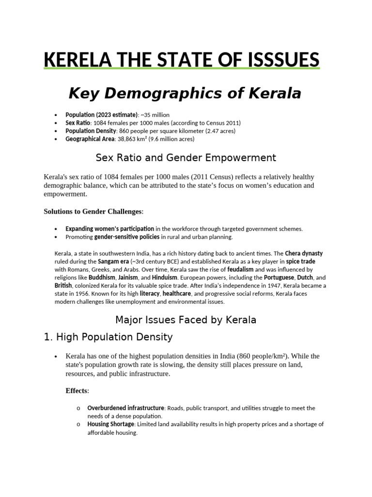 Kerala's Demographic and Environmental Challenges | PDF | Agriculture ...