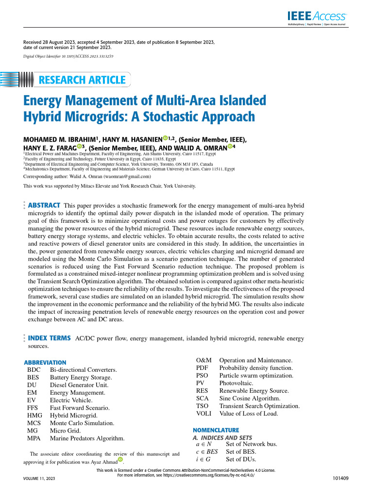 Energy Management of Multi-Area Islanded Hybrid Microgrids A Stochastic Approach | PDF | Direct ...