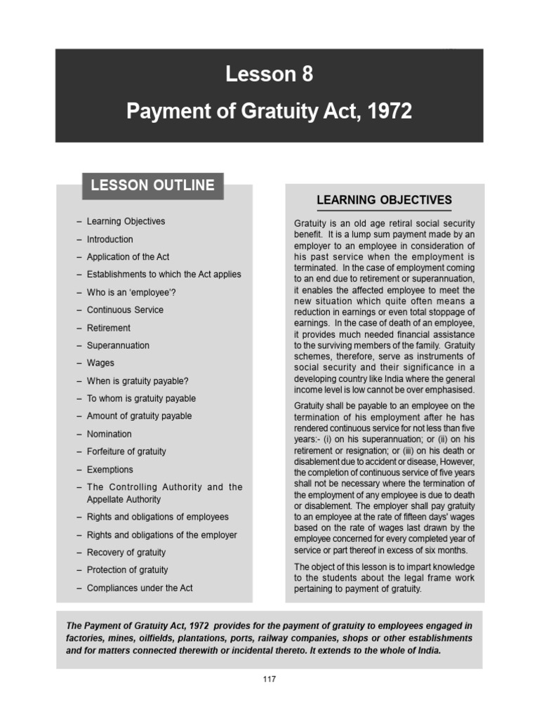 Notes - Payment of Gratuityy | PDF | Employment | Gratuity