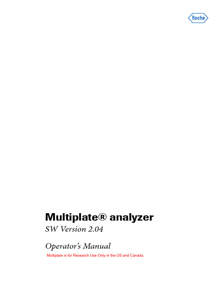 MP0010 Multiplate Operator Manual V2.04 | PDF