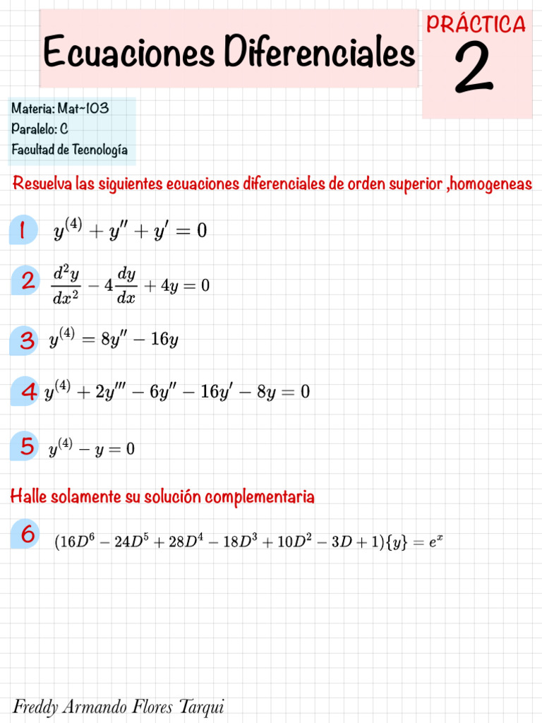 2da Práctica de Ecuas | PDF