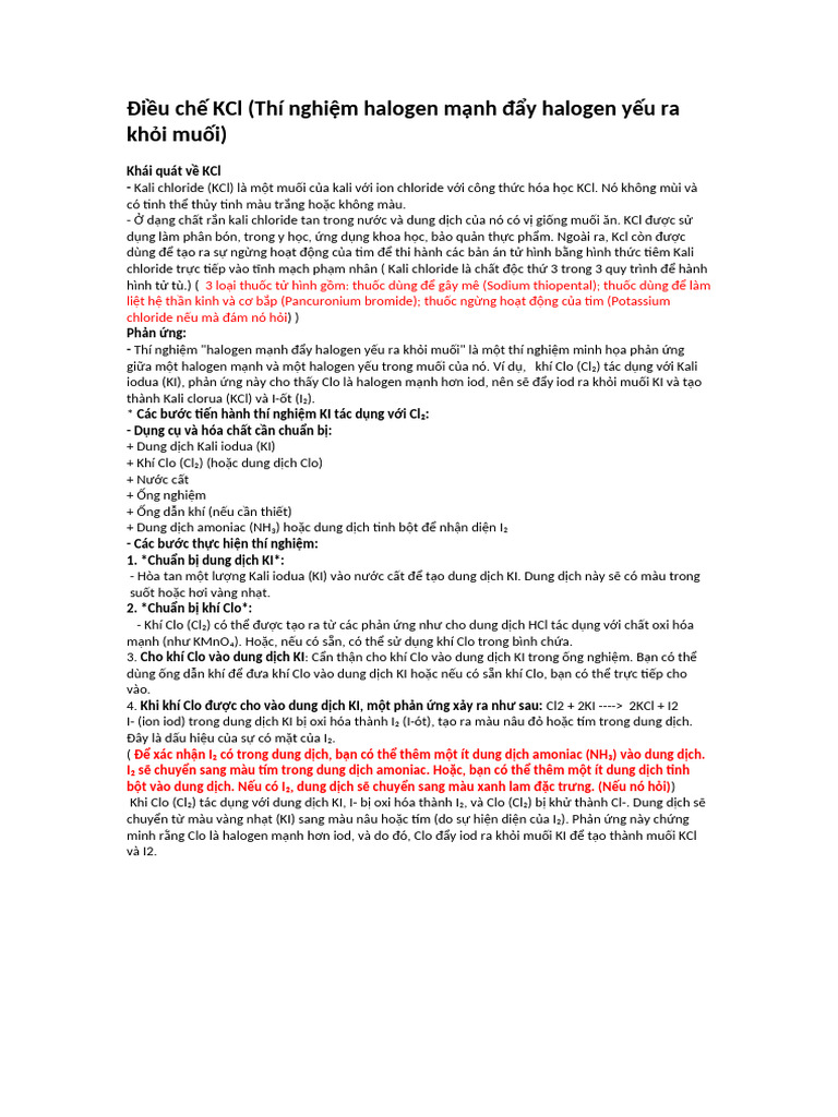 Điều chế KCl | PDF