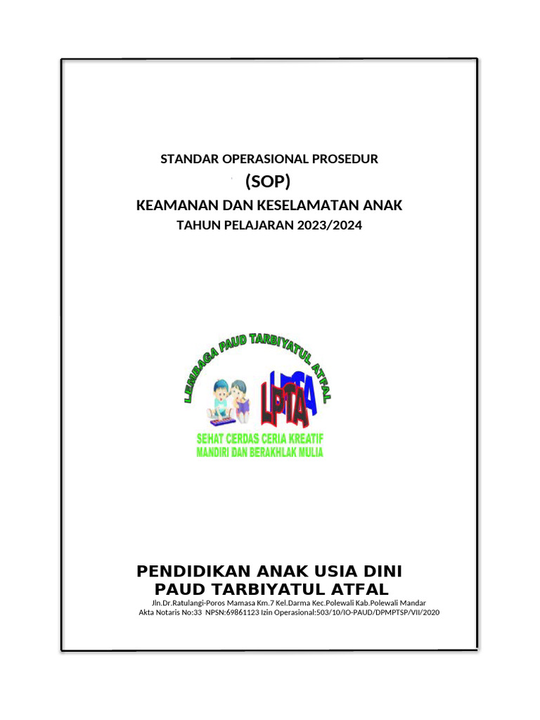 Sop Keselamatan Dan Keamanan Anak | PDF