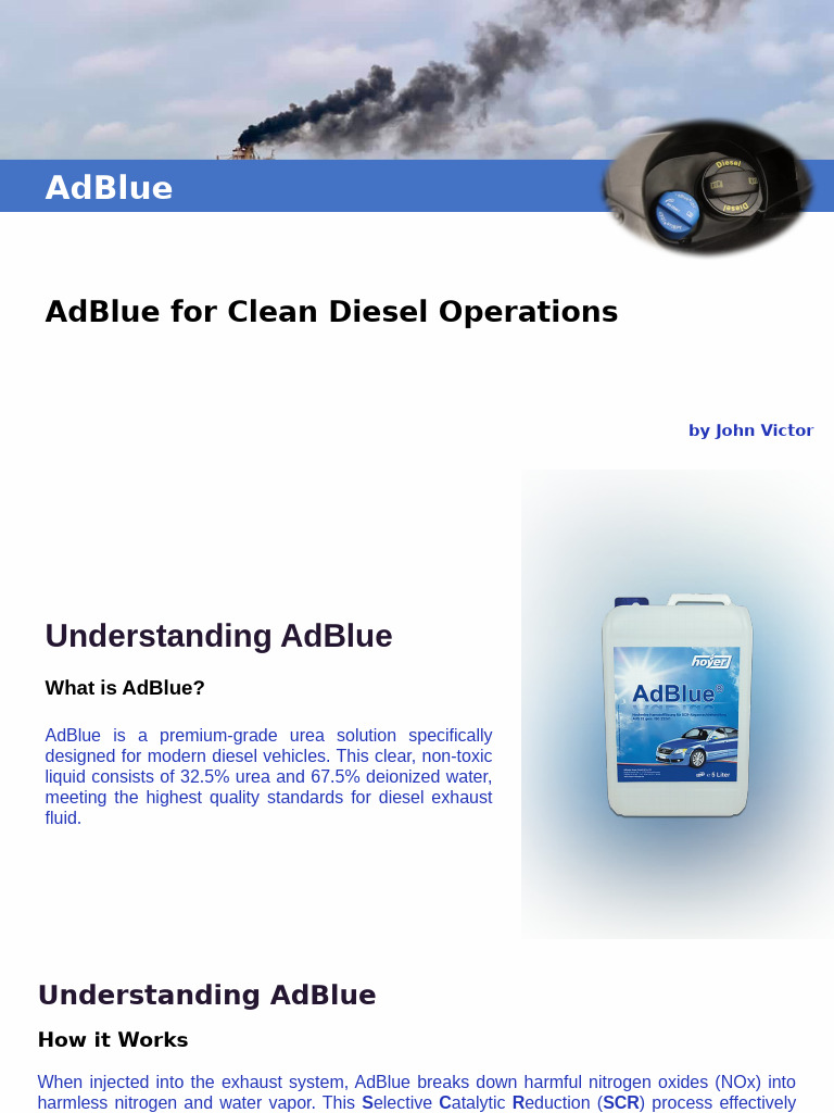AdBlue: Essential for Diesel Vehicles | PDF