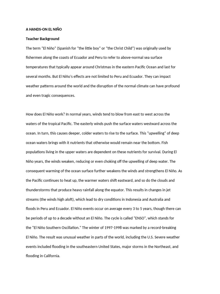 CHAPTER 4 TOPIC 7.2 El-Nino-and-La-Nina-Activity | PDF | Branches Of ...