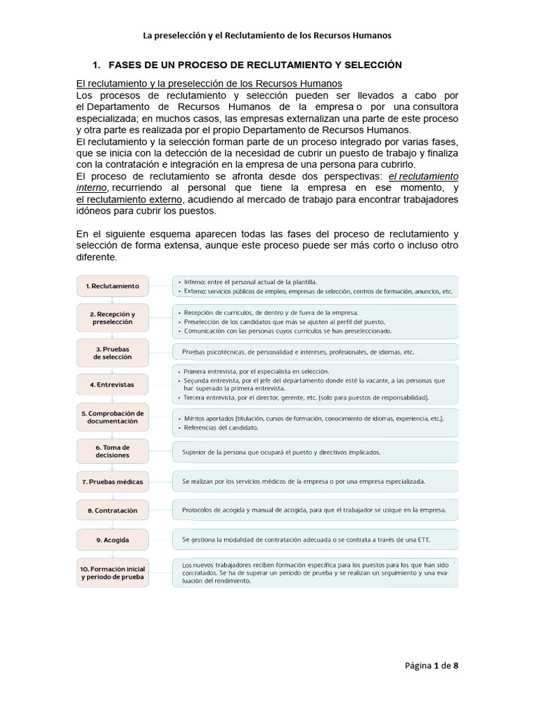La Preselección y El Reclutamiento de Los RRHH | PDF | Reclutamiento ...
