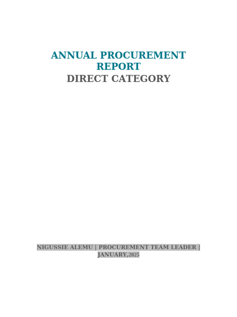 Annual Procurement Report | PDF | Supply Chain | Procurement