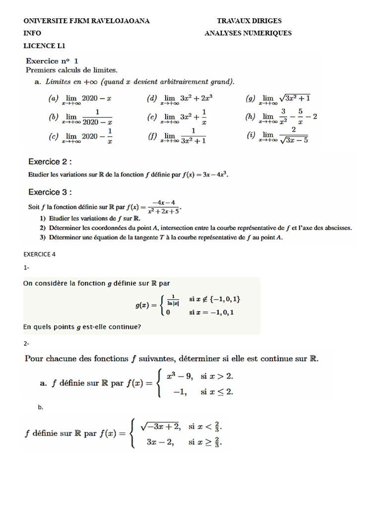 Td Analyse Num l1 | PDF