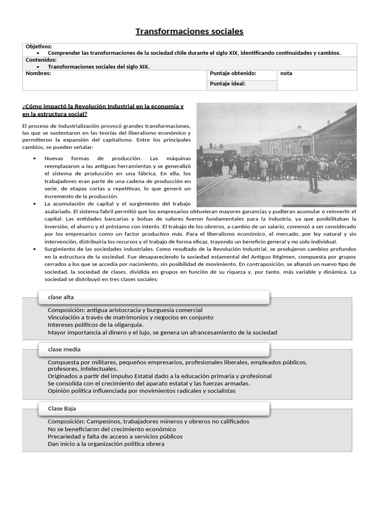 Transformaciones sociales siglo XIX | PDF | Capital (economía) | Sociedad