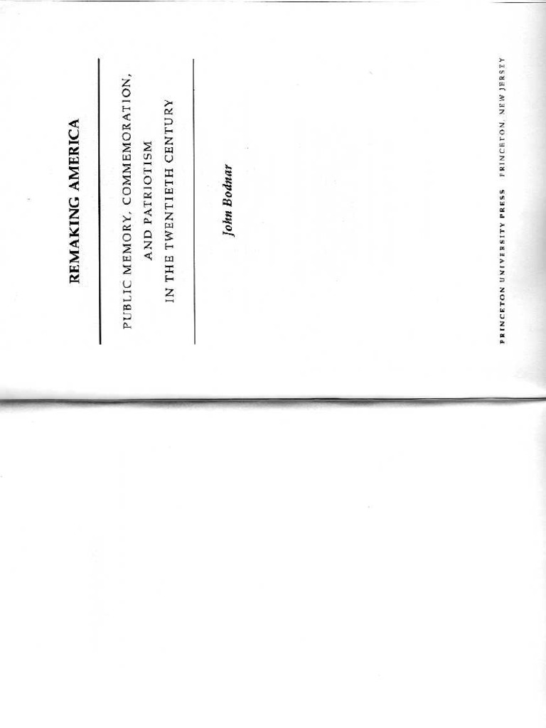 BODNAR - Remaking America - Public Memory - Comemoration | PDF