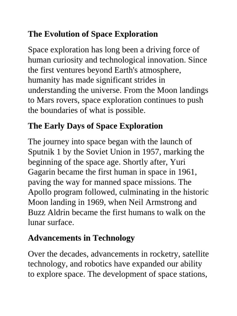 The Evolution of Space Exploration | PDF
