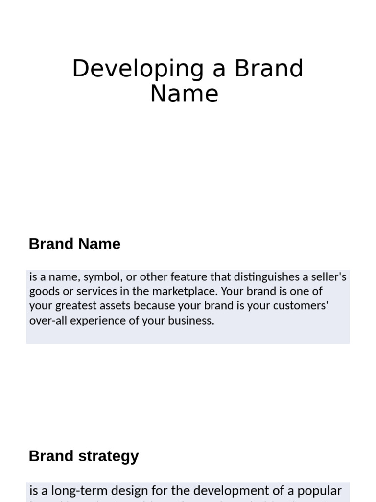 Week 7 Developing A Brand Name | PDF | Brand | Brand Management
