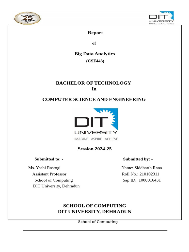 Siddharth Big Data Report 1000016431 | PDF | Big Data | Apache Hadoop