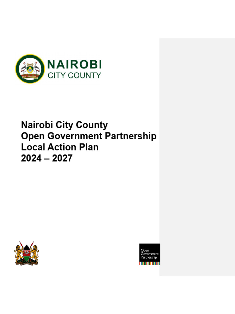 Nairobi City County OGP Action Plan 2024-2027 | PDF | Governance ...