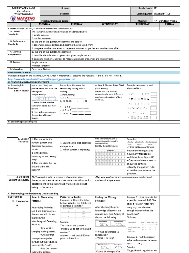 Math 4 - Q4W2 | PDF | Subtraction | Behavior Modification