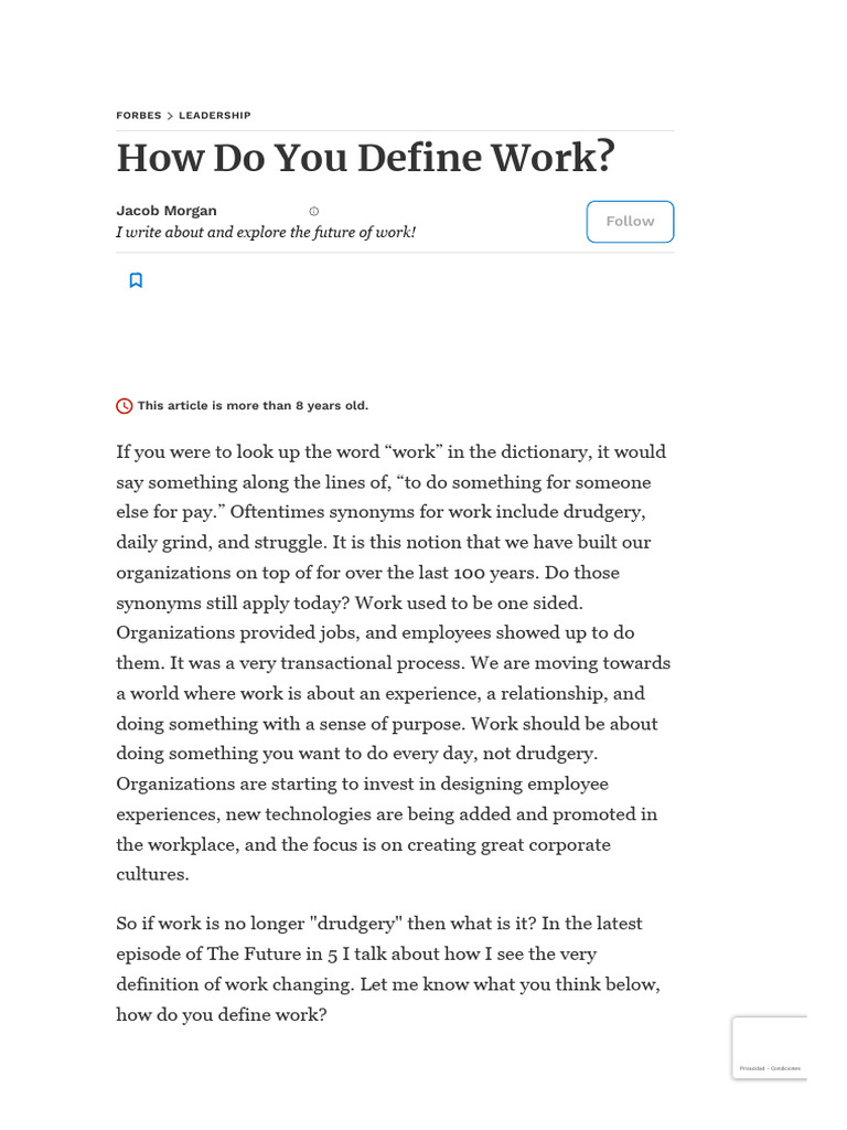 How Do You Define Work | PDF
