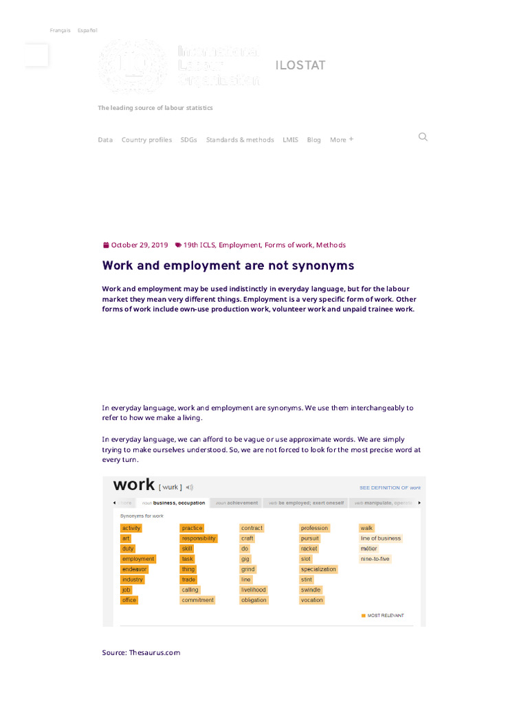 Work and Employment Are Not Synonyms - ILOSTAT | PDF | Statistics ...