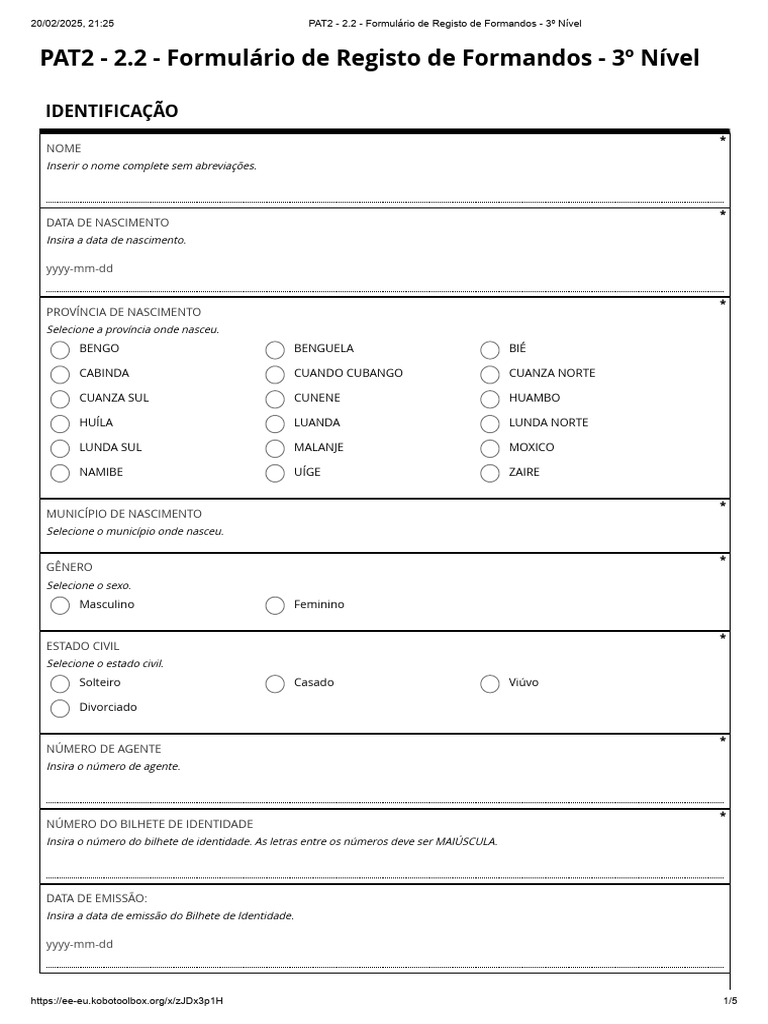 PAT2 - 2.2 - Formulário de Registo de Formandos - 3º Nível | PDF | Estágios educacionais