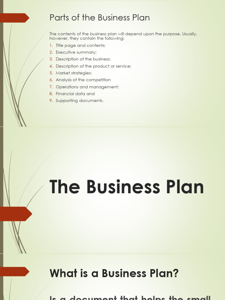 Parts of Business Plan | PDF | Marketing | Balance Sheet