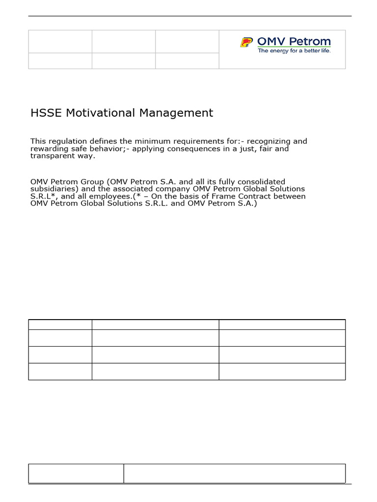 EPR-1609-HSSE Motivational Management - ENG | PDF | Safety | Regulatory Compliance