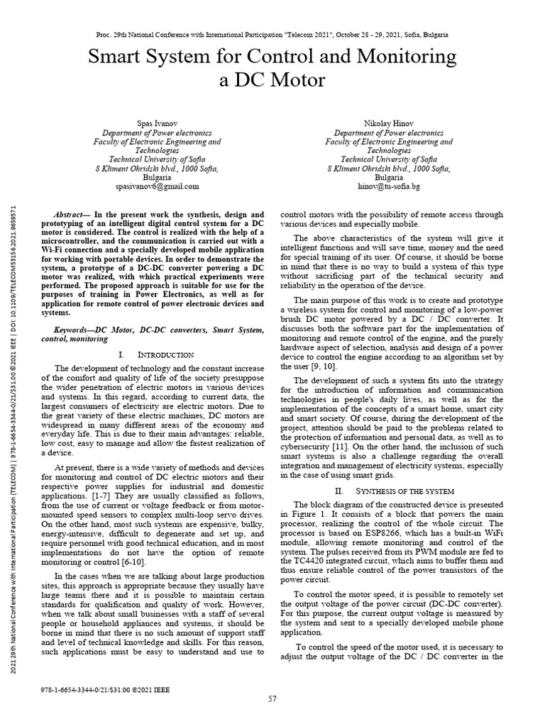 Smart DC Motor Control System | PDF | Electronics | Manufactured Goods