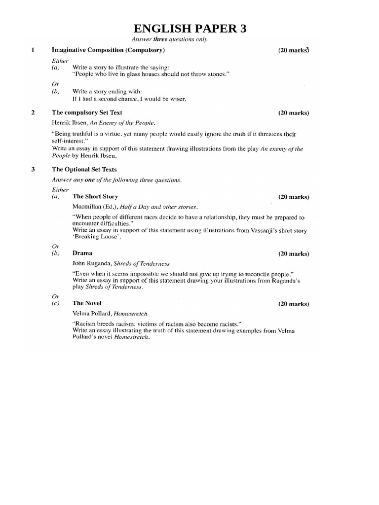 2012 Kcse English Paper 3 | PDF
