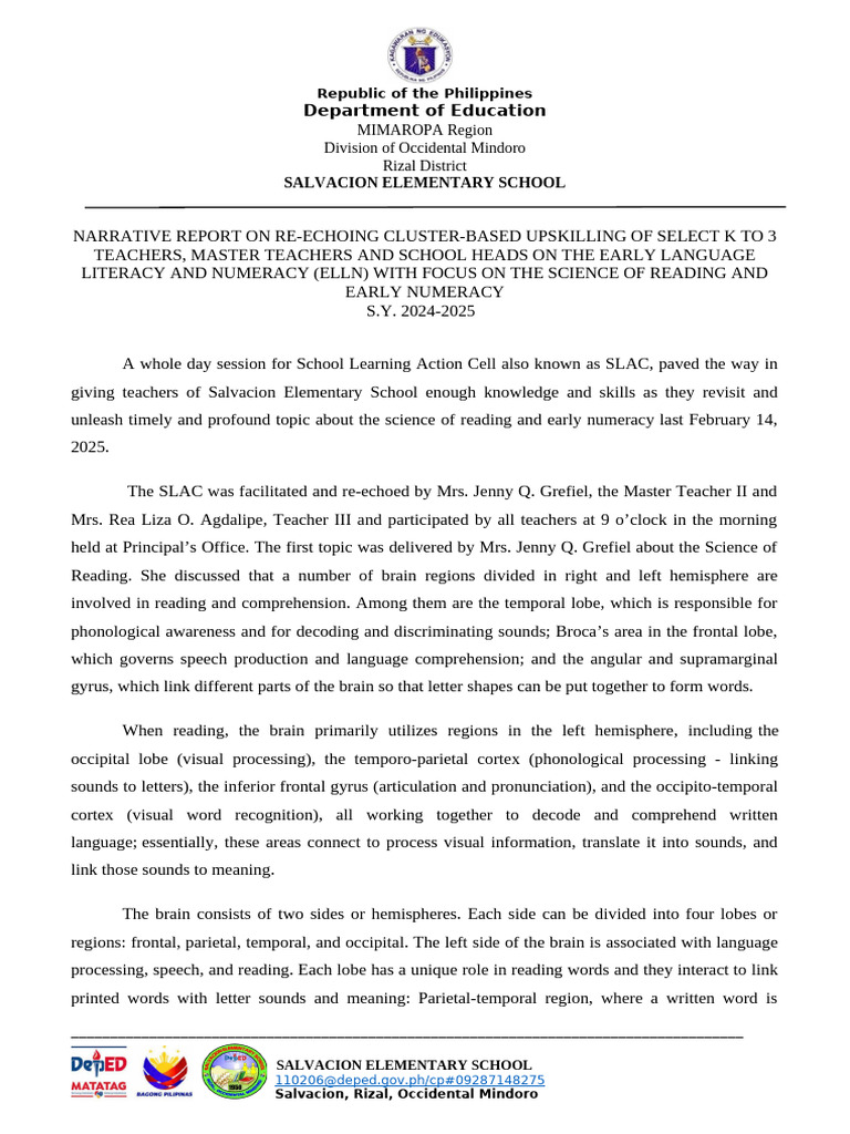 SLAC Narrative Science of Reading and Numeracy | PDF | Learning | Mathematics