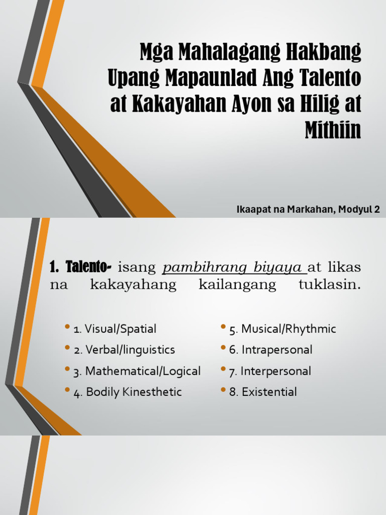 Mga Mahalagang Hakbang Upang Mapaunlad Ang Talento at | PDF
