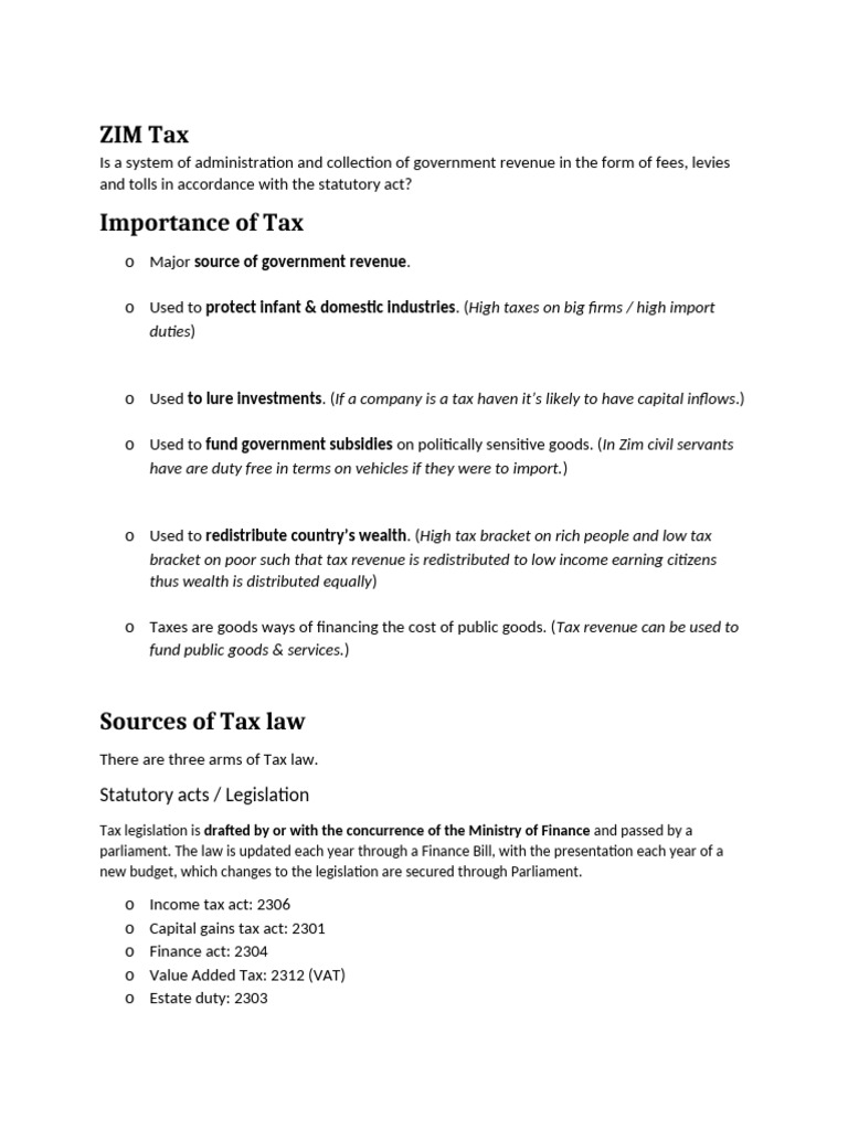 Zim Tax Notes Pure | PDF | Expense | Taxes