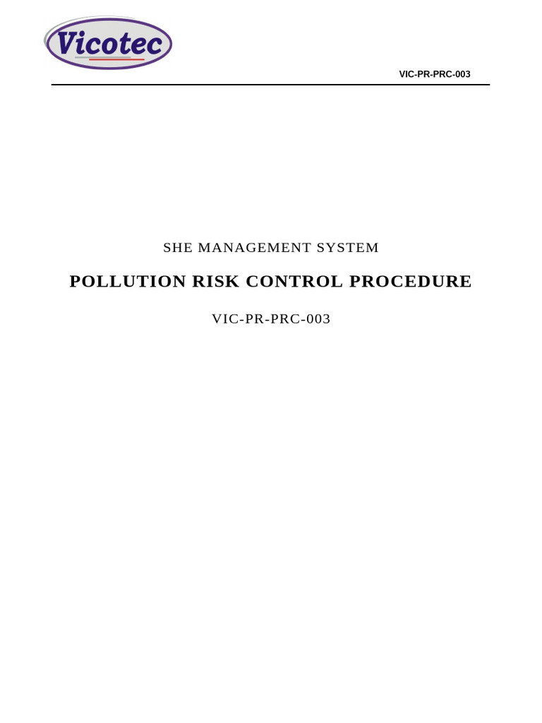 Pollution Risk Control Procedure Guide | PDF | Waste Management | Waste