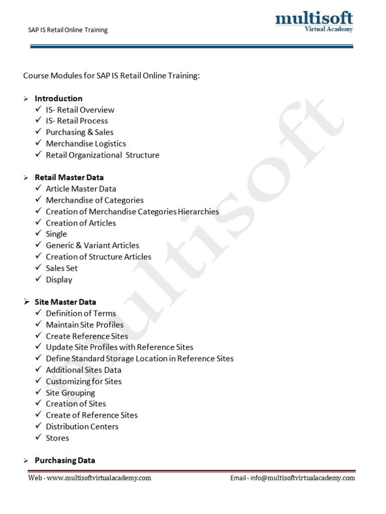 SAP IS Retail Training Guide | PDF | Procurement | Business