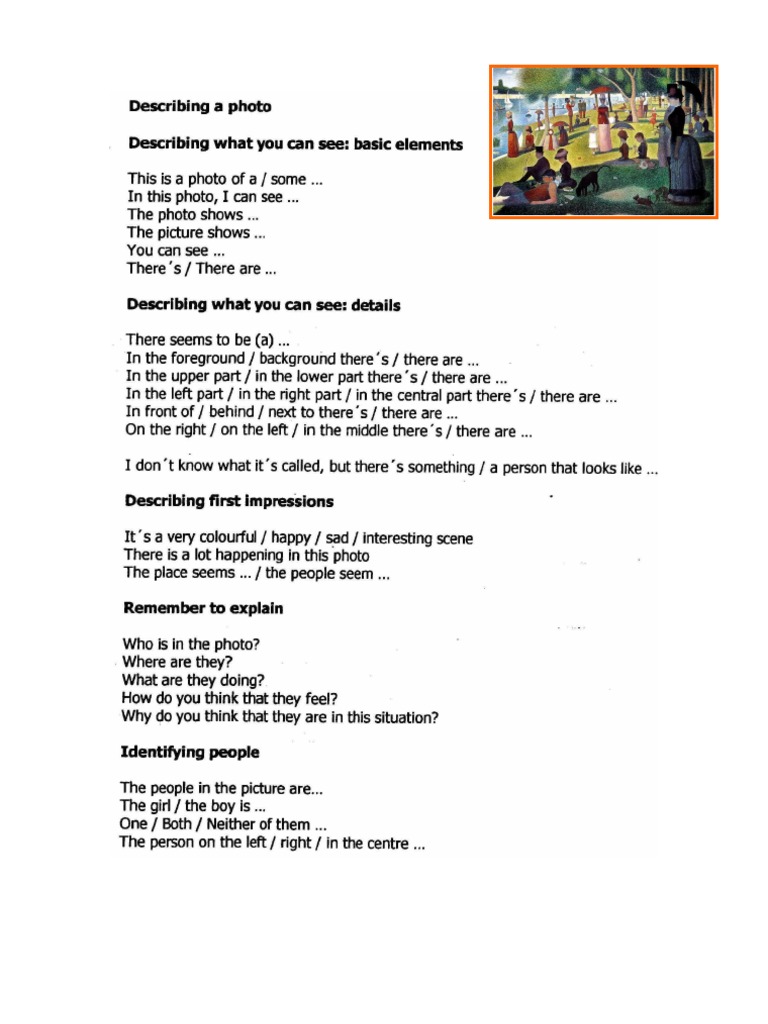 Describing A Picture | PDF