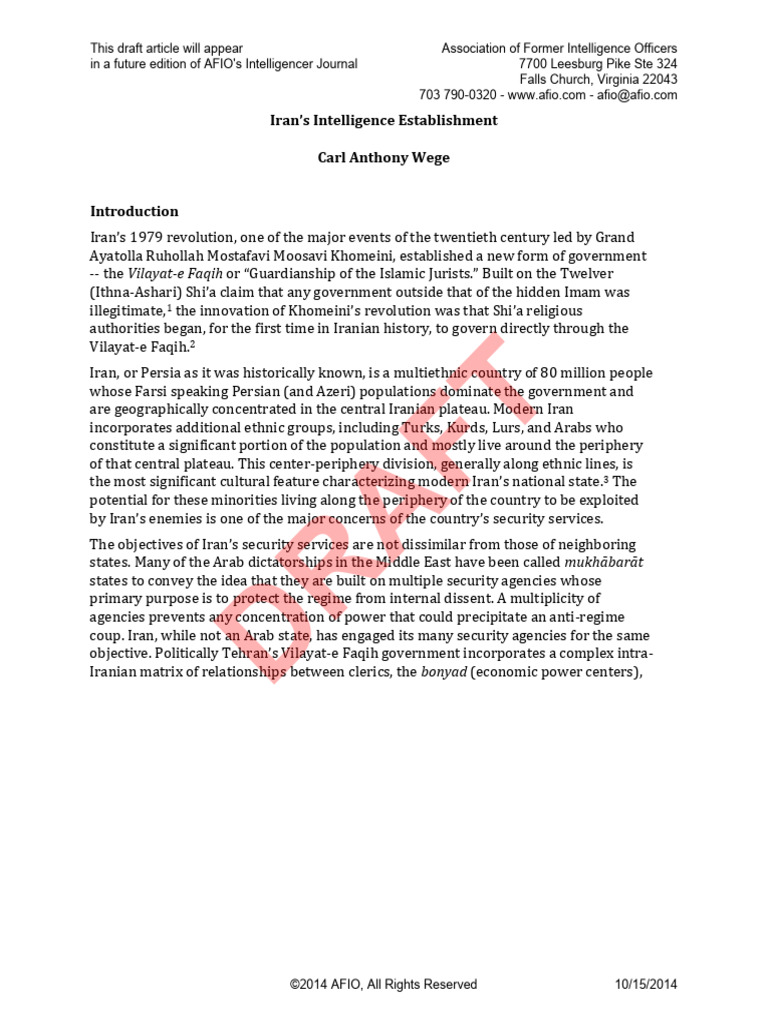 Iran's Intelligence and Security Structure | PDF | Iran | Shia Islam