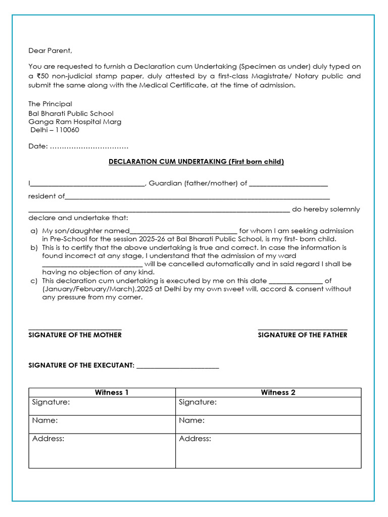 Declaration First BornFinal | PDF