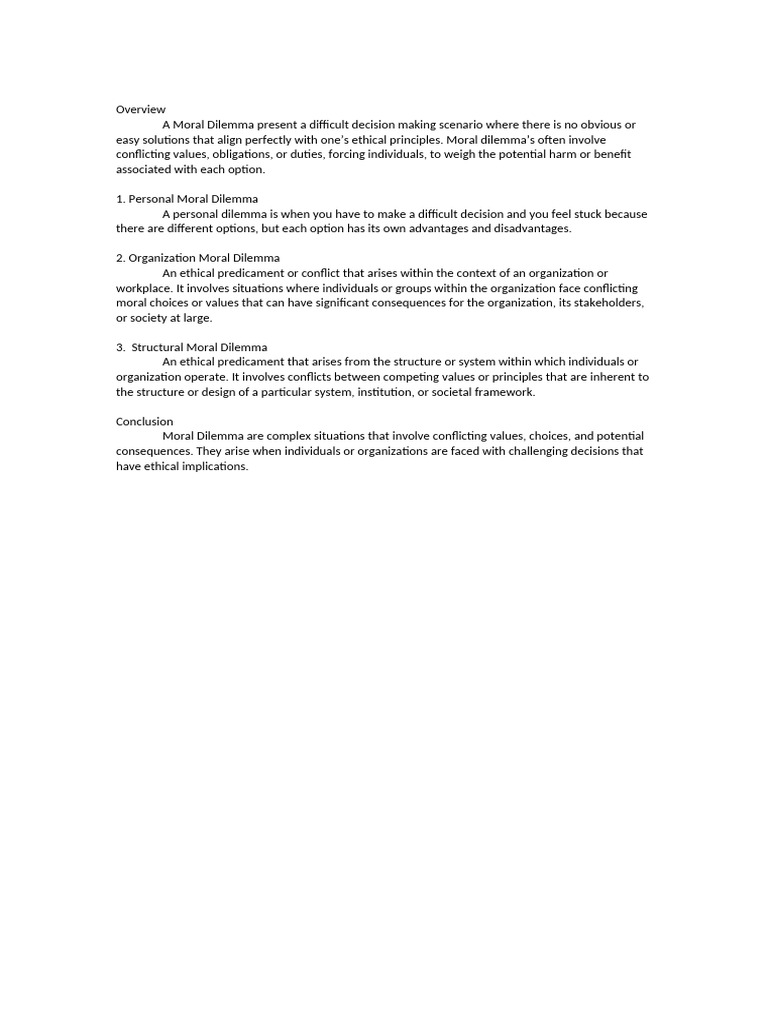 Understanding Moral Dilemmas Explained | PDF
