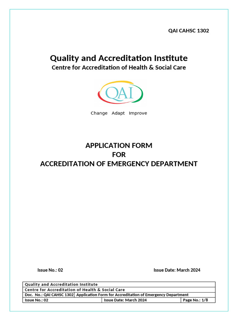 CAHSC 1302 - Application From For Emergency Department - Issue 2 | PDF ...