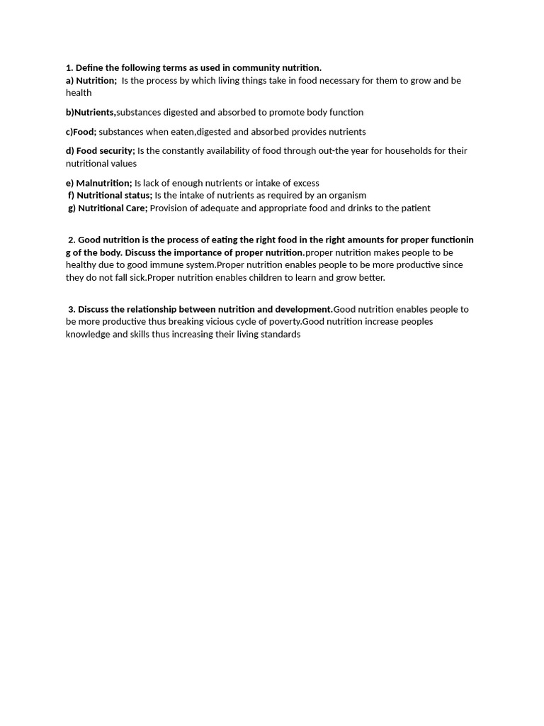 Community Nutrition Terms Explained | PDF