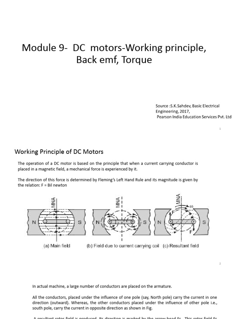 Module 9 - DC Motors-Working Principle - Back Emf - Torque | PDF ...