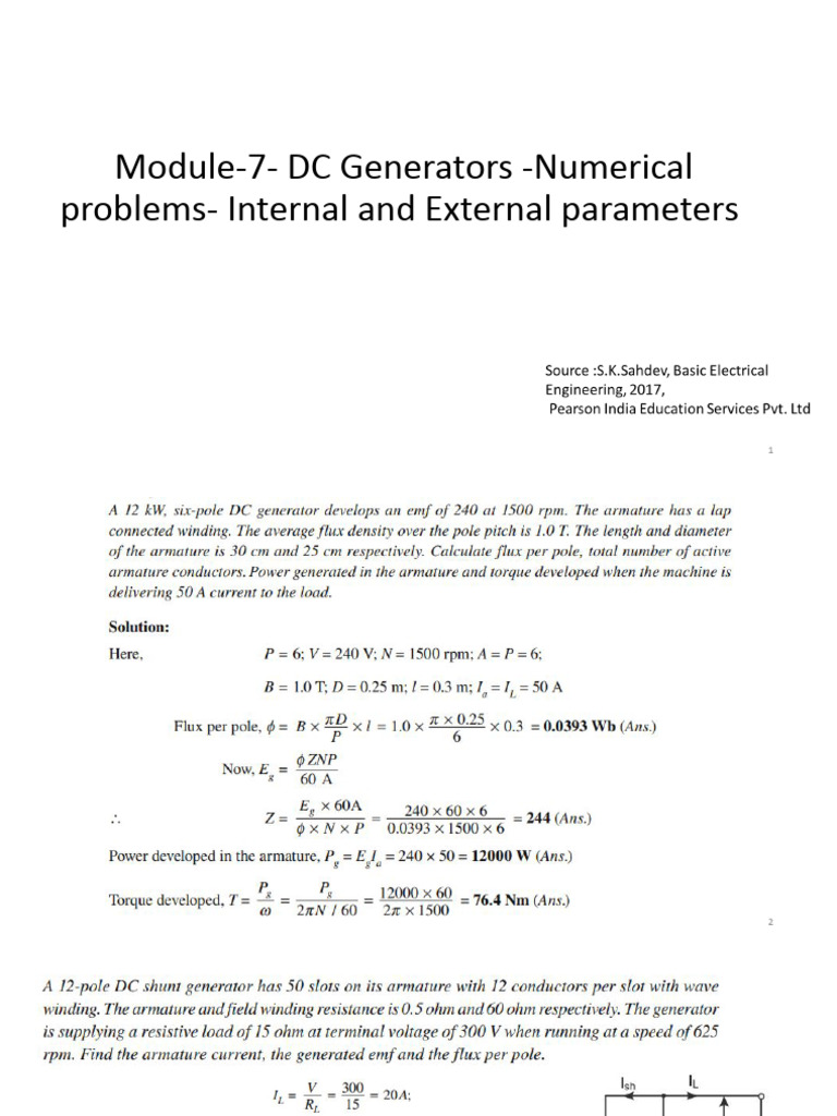 Module 7- DC Generators -Numerical Problems- Internal and External ...