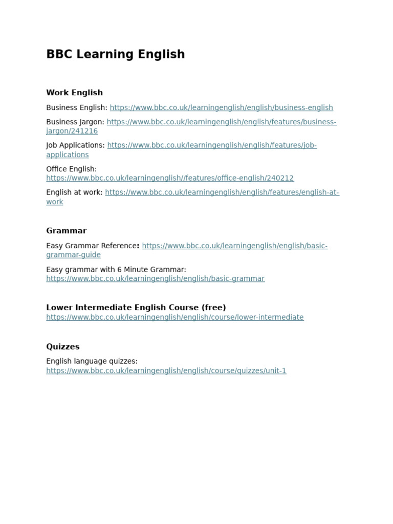 BBC Learning English Resources | PDF
