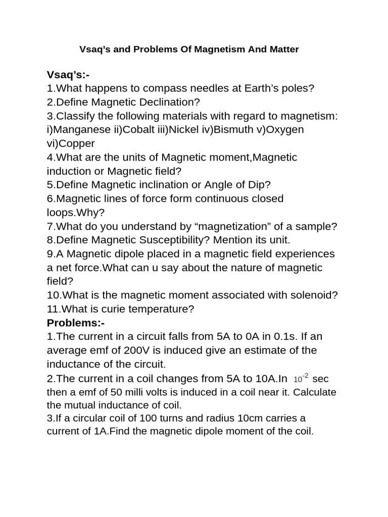Physics Vsaq's and Problems | PDF
