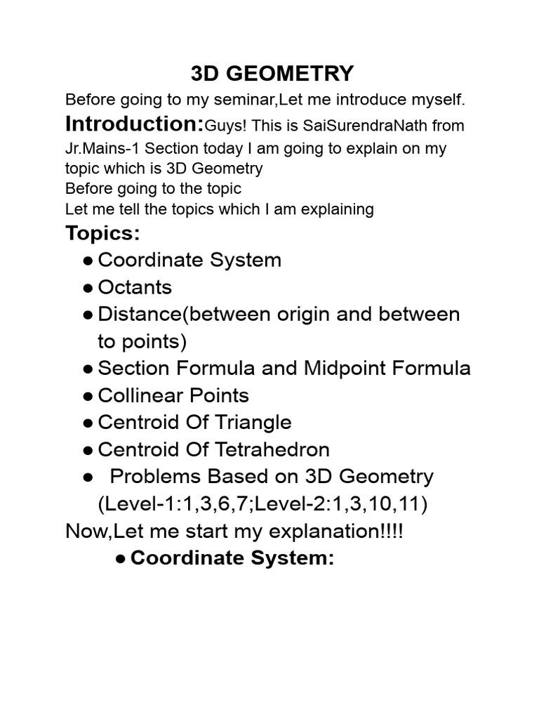 Understanding 3D Geometry and Octants | PDF | Cartesian Coordinate ...