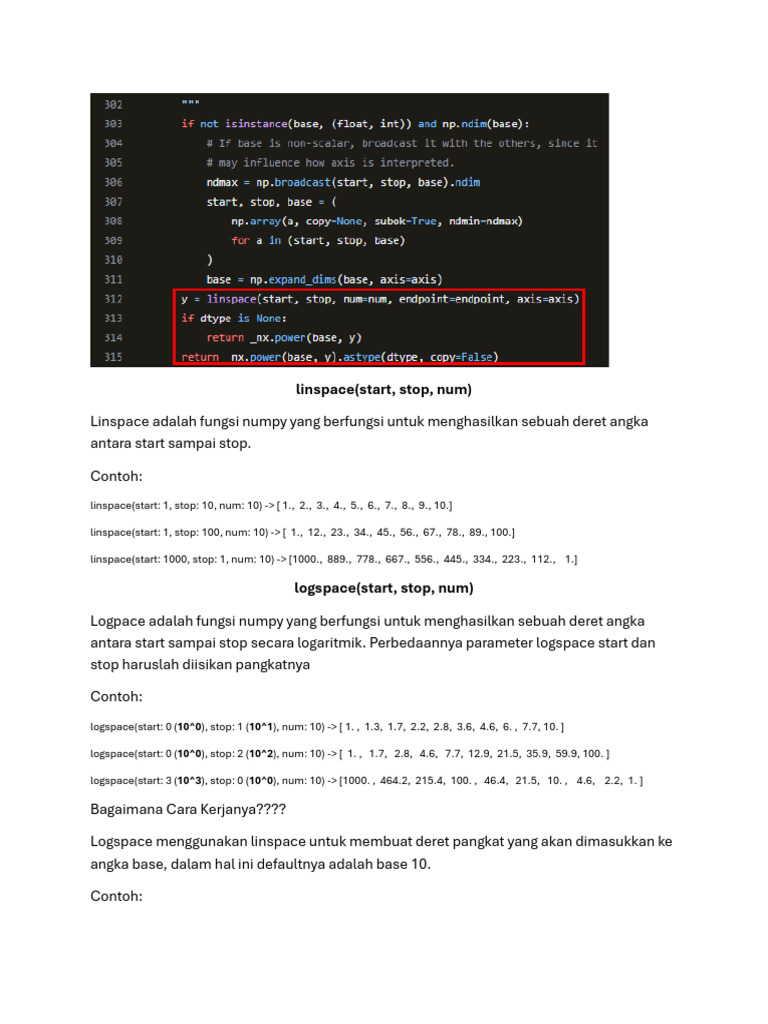 Penjelasan Logspace Tidak Rapih | PDF