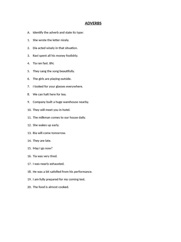 Adverbs: Identify & Classify | PDF
