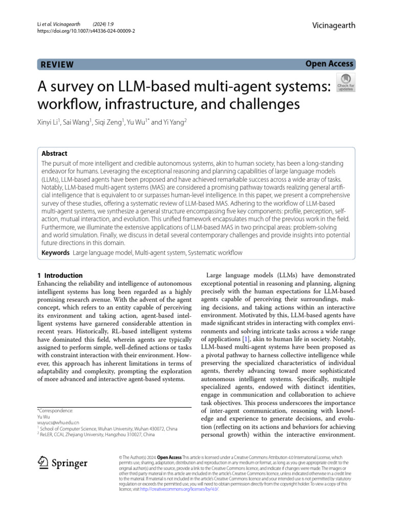 A Survey On LLM-based Multi-Agent Systems: Workflow, Infrastructure, and Challenges | PDF ...