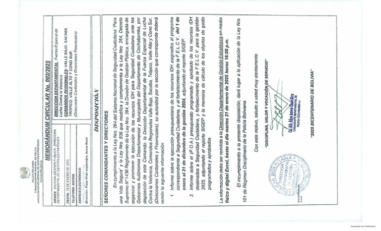 Memorándum Circular Nro. 02-2025 Ejecución Final 2024 y Inicio 2025 | PDF